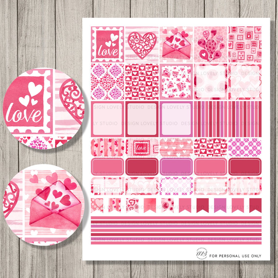 ECLP Horizontal Stickers Valentine Planner Stickers February | Etsy
