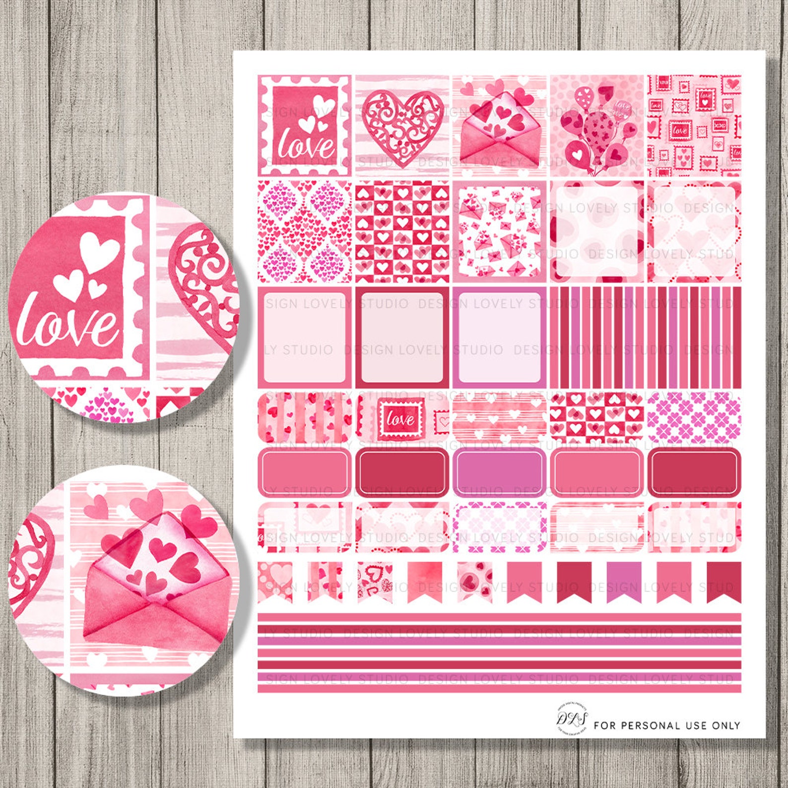 ECLP Horizontal Stickers Valentine Planner Stickers February | Etsy