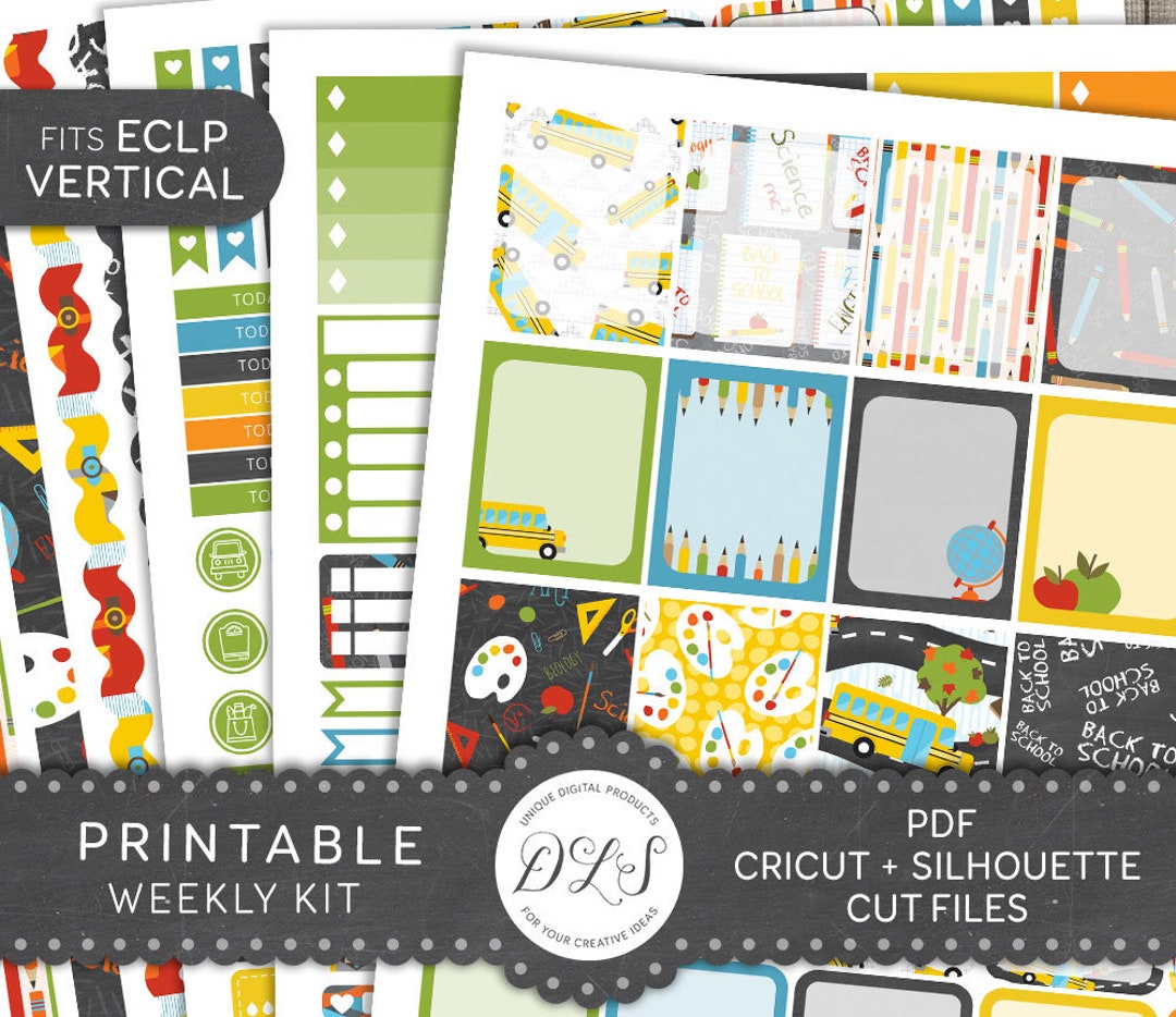Back to School Planner Stickers, Printable Back to School Weekly Kit ...