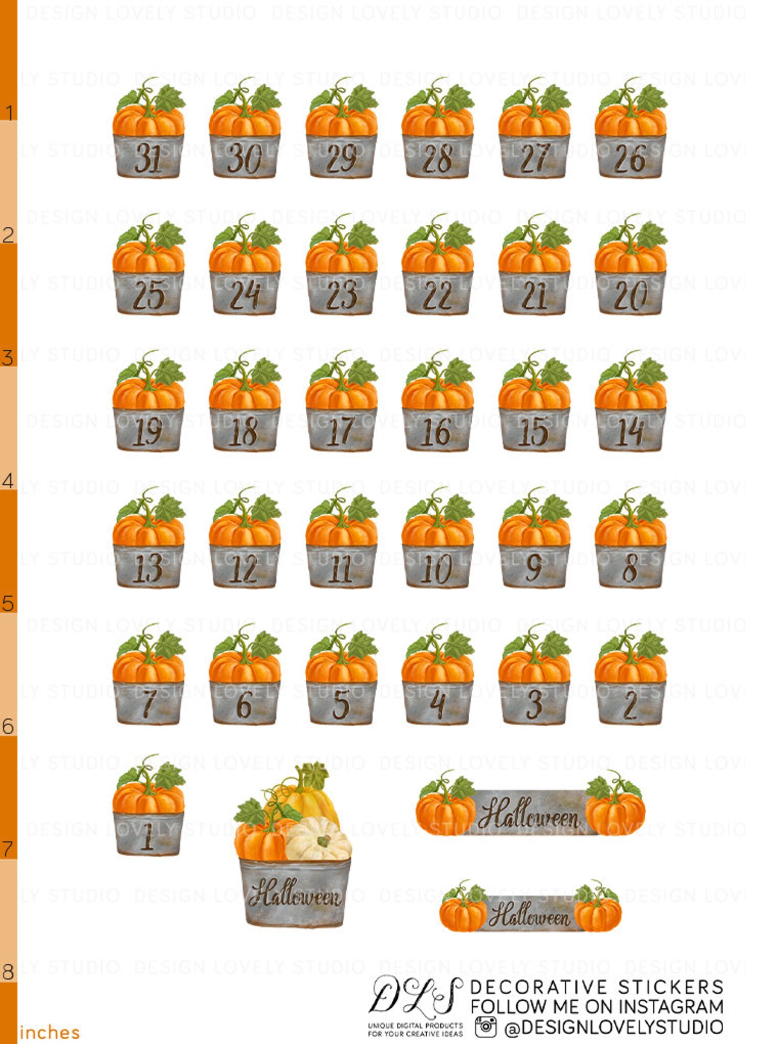 Halloween Countdown Stickers Pumpkin Planner Stickers - Etsy