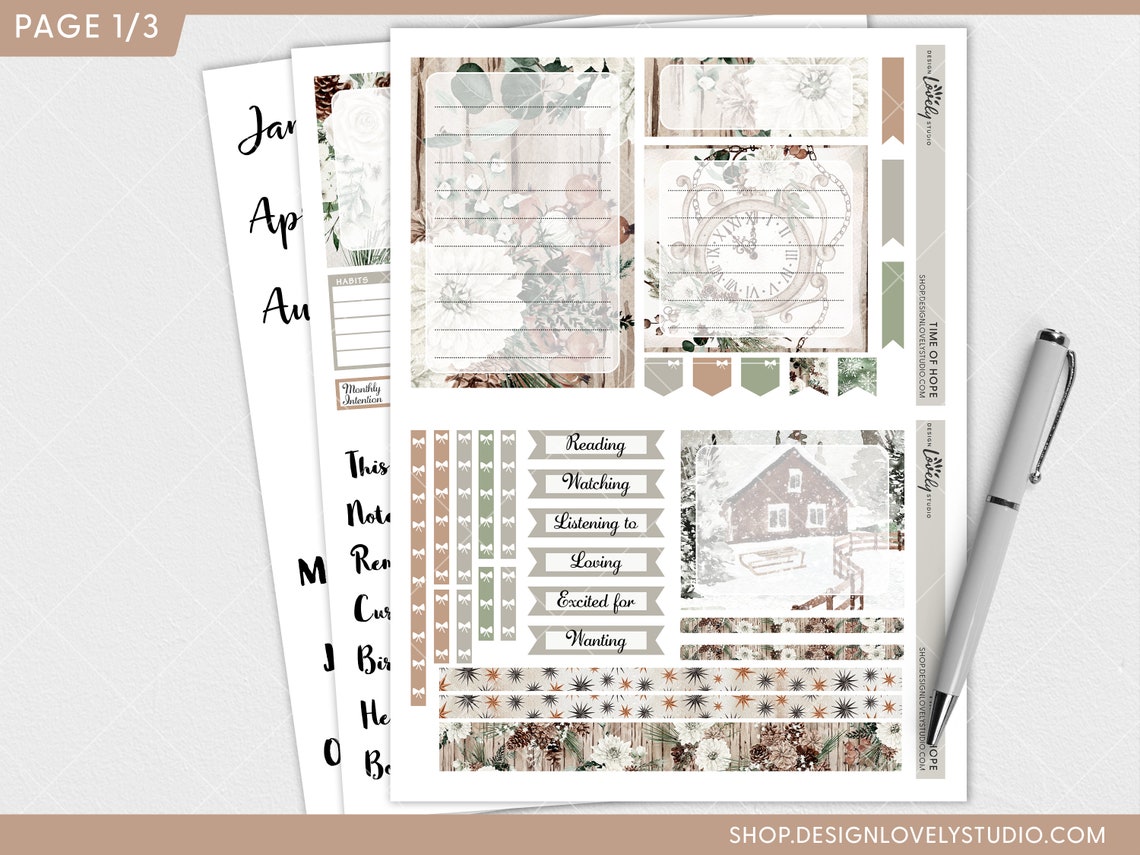 January Notes Page Kit Printable Planner Stickers Monthly - Etsy