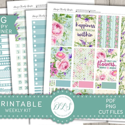 Floral Planner Stickers Kit PRINTABLE Big Happy Planner - Etsy