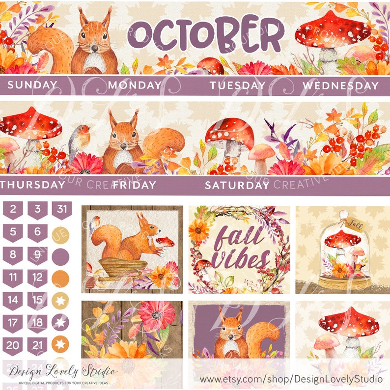 Printable OCTOBER Monthly Planner Stickers Fits Erin Condren | Etsy
