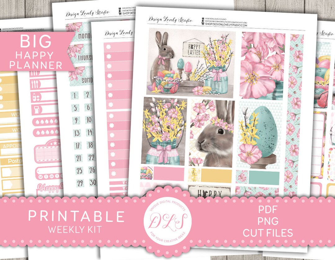 EASTER Planner Stickers Kit, Printable Big Happy Planner Easter ...