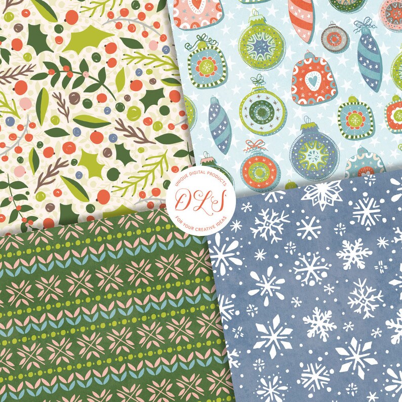 Christmas Digital Paper Winter Digital Paper Christmas | Etsy