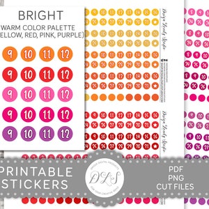 Printable DATE DOT Planner Stickers, Printable Date Cover Stickers ...