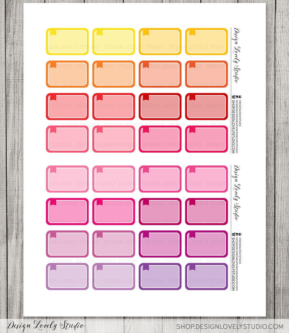 Printable Half Box Planner Stickers Multicolor Half Box - Etsy