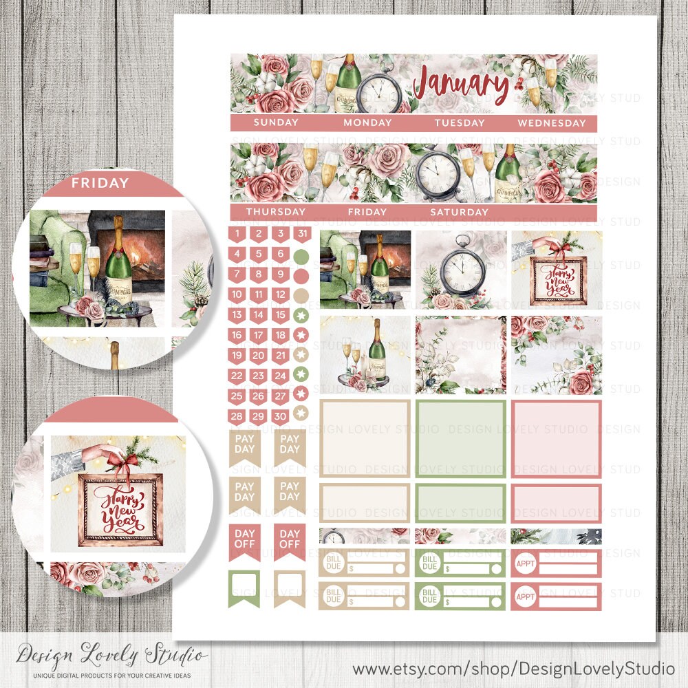 Printable JANUARY Planner Stickers January Monthly Stickers - Etsy