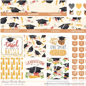 Graduation Planner Stickers, Graduation Monthly Kit, Printable Happy ...