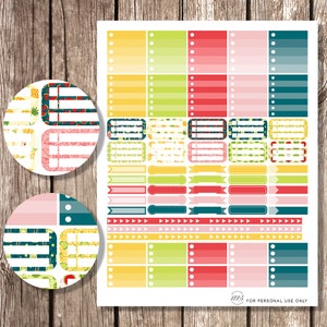 HORIZONTAL Summer Planner Printable Bright Stickers Weekly Set ...