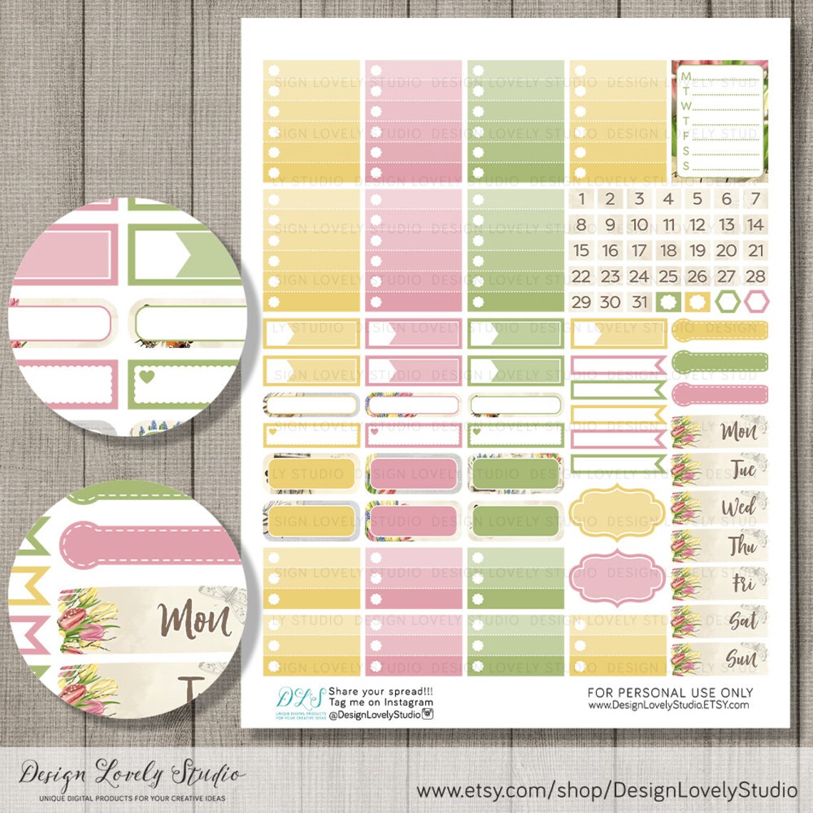 Printable SPRING Planner Stickers Spring Floral Stickers Kit | Etsy
