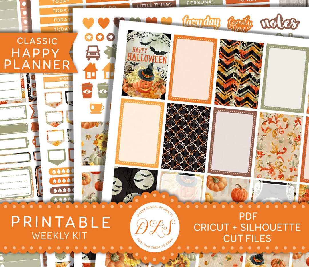 Happy Planner Halloween Stickers, Printable Halloween Planner Stickers ...