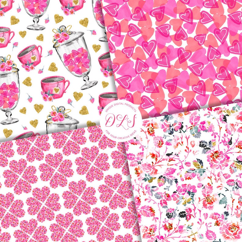 Valentine's Day Digital Paper Valentine's Digital - Etsy