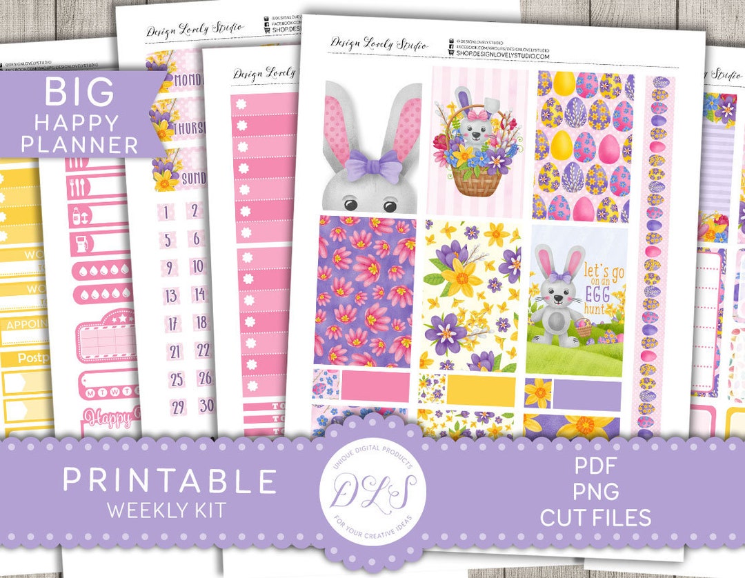 Printable Big Happy Planner EASTER Stickers Kit, EASTER Planner ...