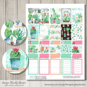 PRINTABLE CACTUS Planner Stickers, Houseplants Planner Stickers, Happy ...