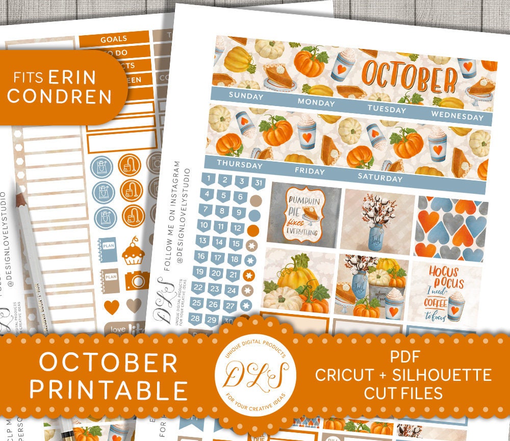 October Monthly Kit for Erin Condren Planner October Planner - Etsy