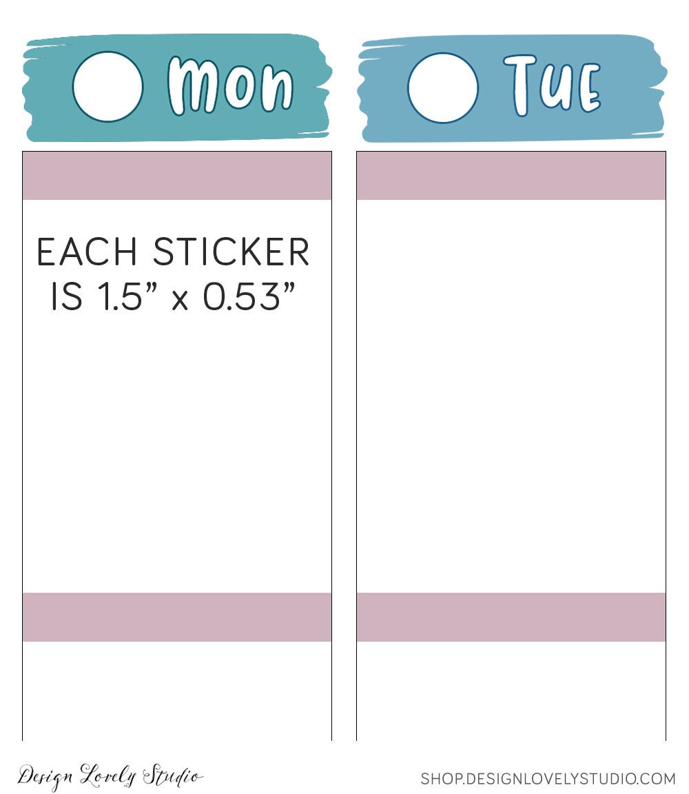 Printable DATE COVER Planner Stickers, Weekdays Planner Stickers ...