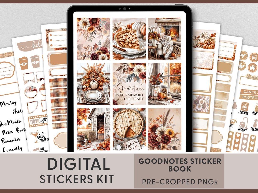 Thanksgiving Digital Planner Stickers, Goodnotes Stickers, Pre-cropped ...
