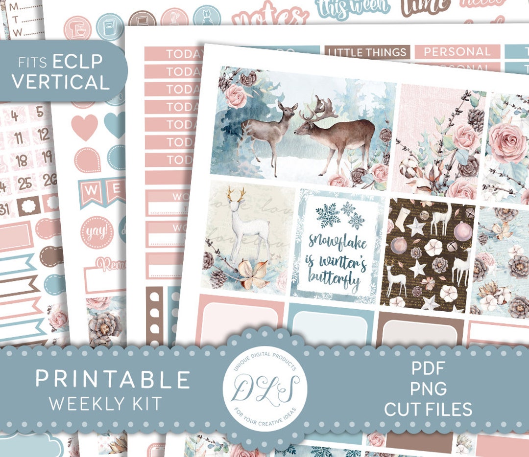 WINTER Planner Stickers, Printable Weekly Stickers Kit, Holiday ...
