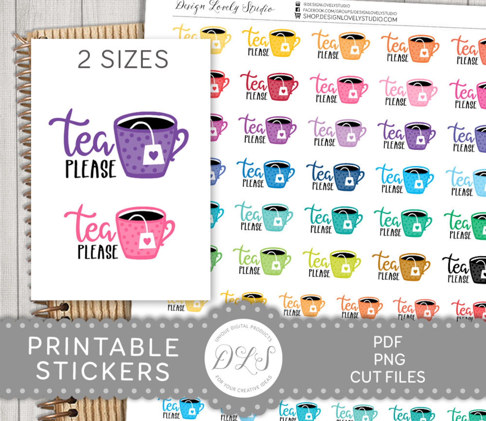 TEA PLEASE Planner Stickers, Printable Tea Planner Stickers, Tea Cup ...