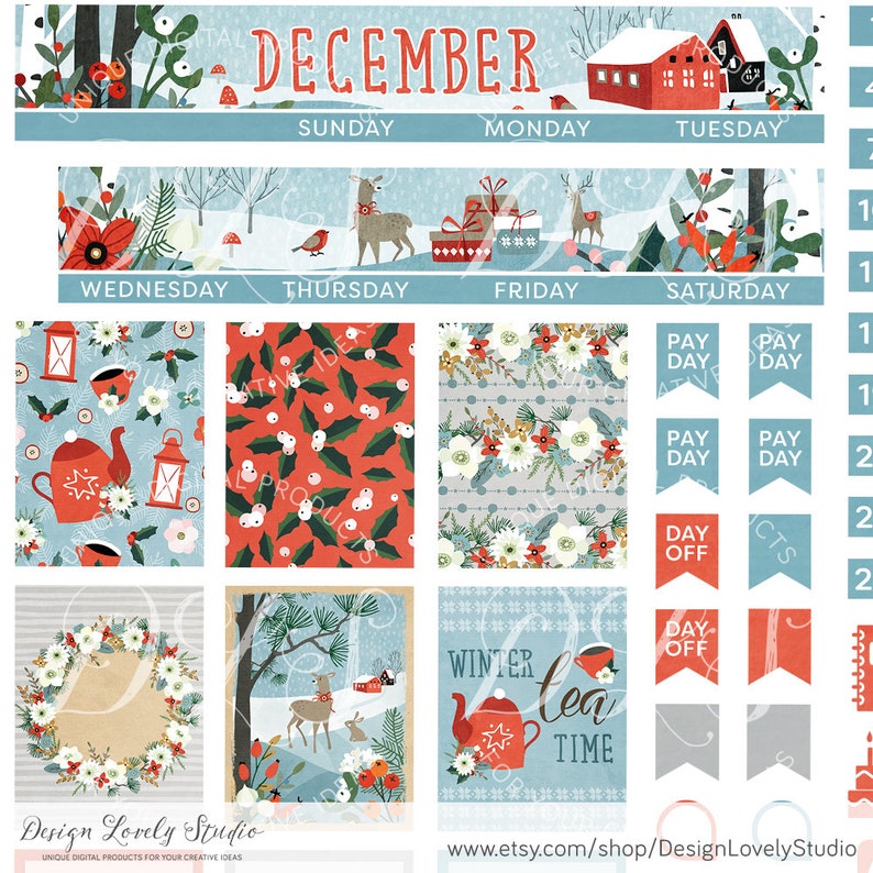 December Planner Stickers December Monthly Kit Mini Happy | Etsy