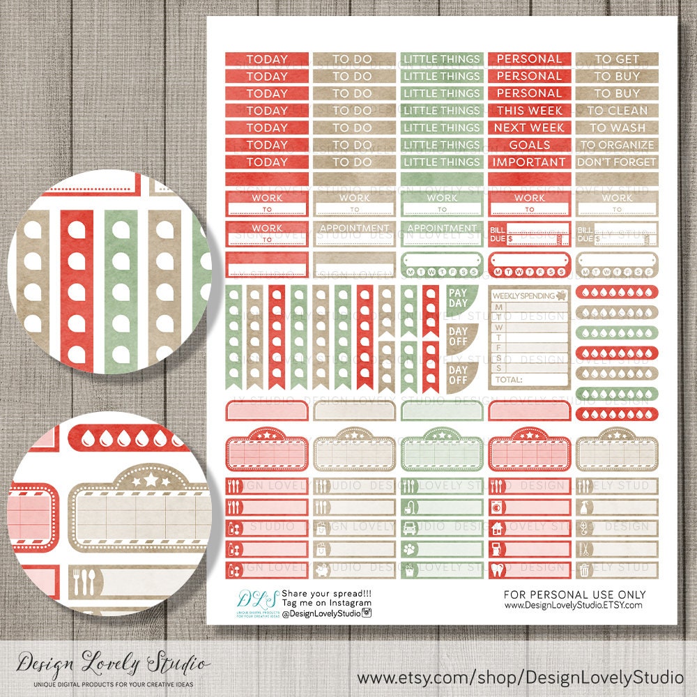 Printable CHRISTMAS Planner Stickers Kit for Erin Condren - Etsy