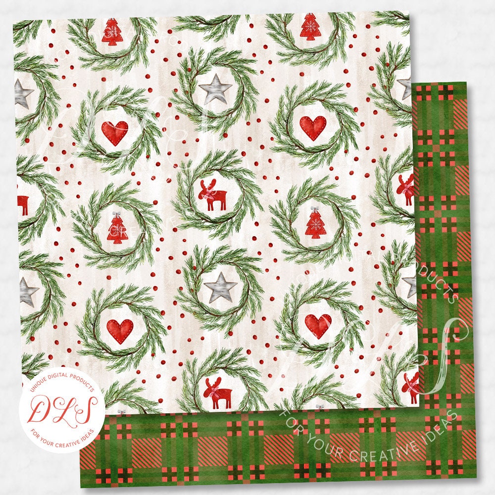 CHRISTMAS Digital Paper Pack Christmas Scrapbook Paper | Etsy