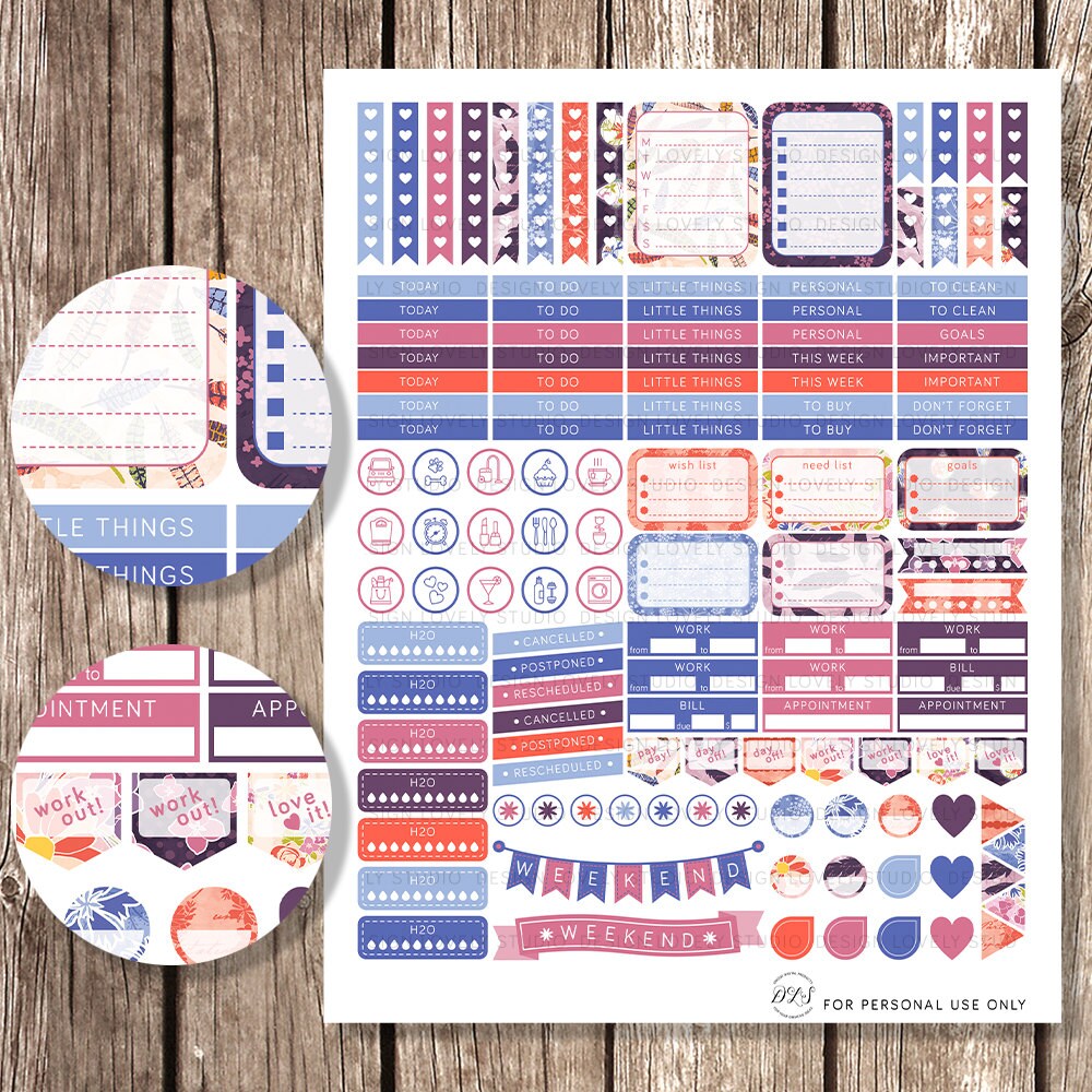 Printable Planner Stickers for VERTICAL Erin Condren, Summer Stickers ...