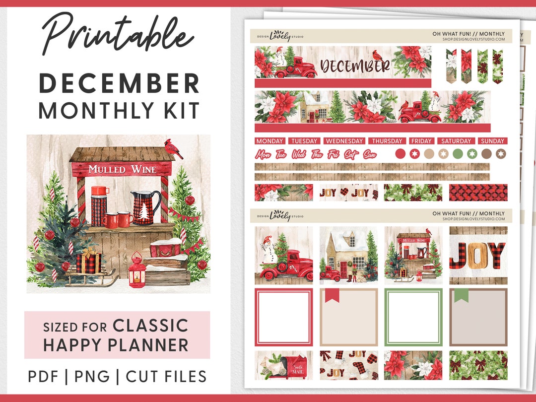 December Planner Stickers, Happy Planner Monthly Sticker Kit, Christmas ...