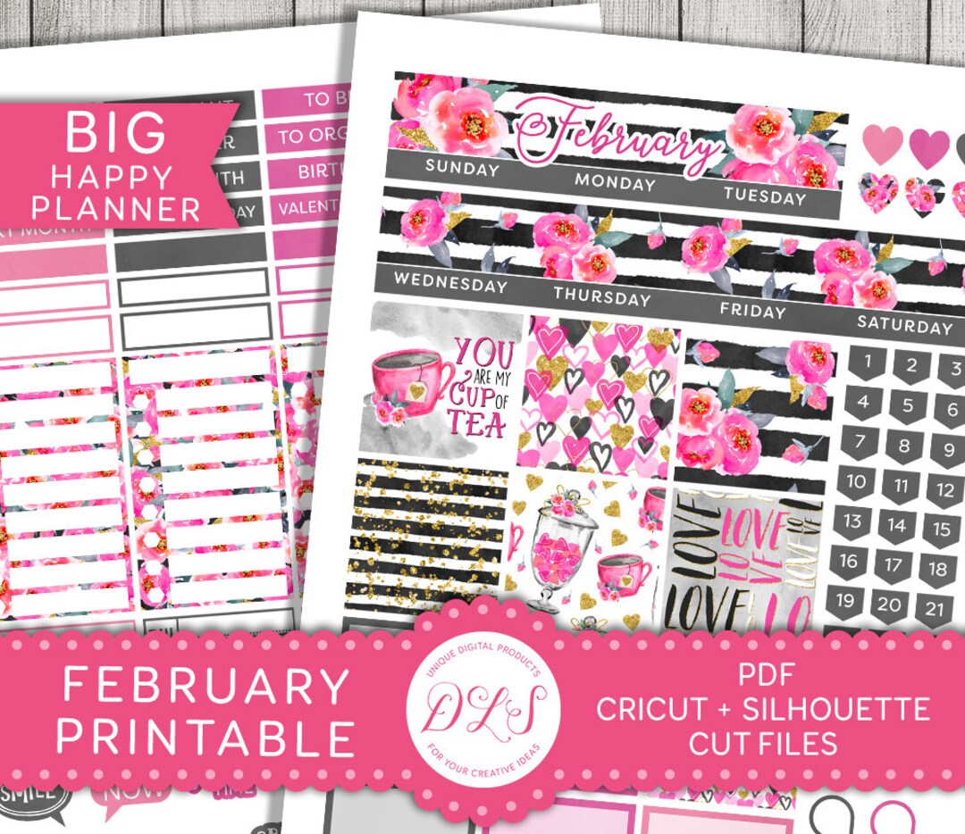 Big Happy Planner February Stickers Kit, Big Happy Planner Stickers ...