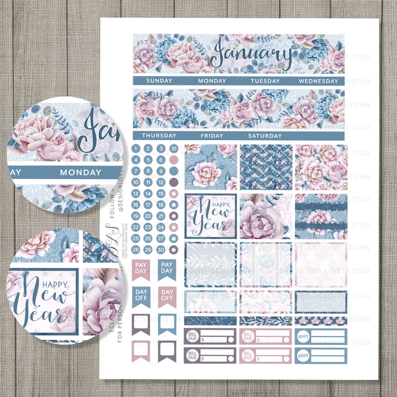 January Monthly Stickers Kit January Monthly View Kit | Etsy