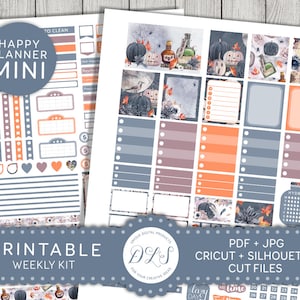 Printable Halloween Planner Stickers, October Weekly Stickers Kit, Fall ...