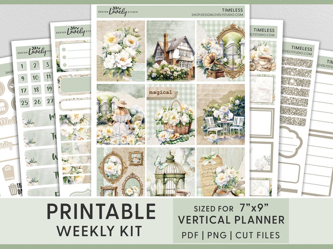 Printable Floral Planner Stickers, Vintage Spring Planner Stickers ...