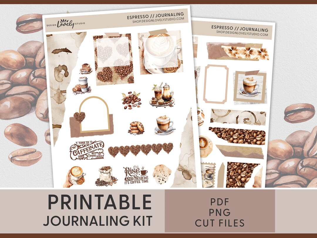 Coffee Lover Journaling Stickers, Coffee Deco Stickers, Coffee Sticker ...