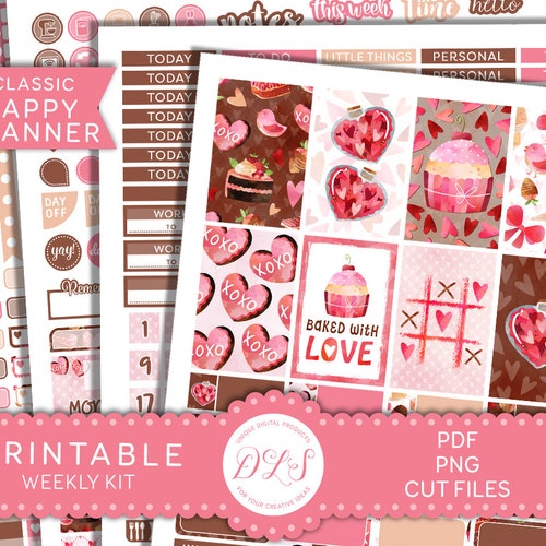 Printable VALENTINES Day Planner Stickers Happy Planner - Etsy