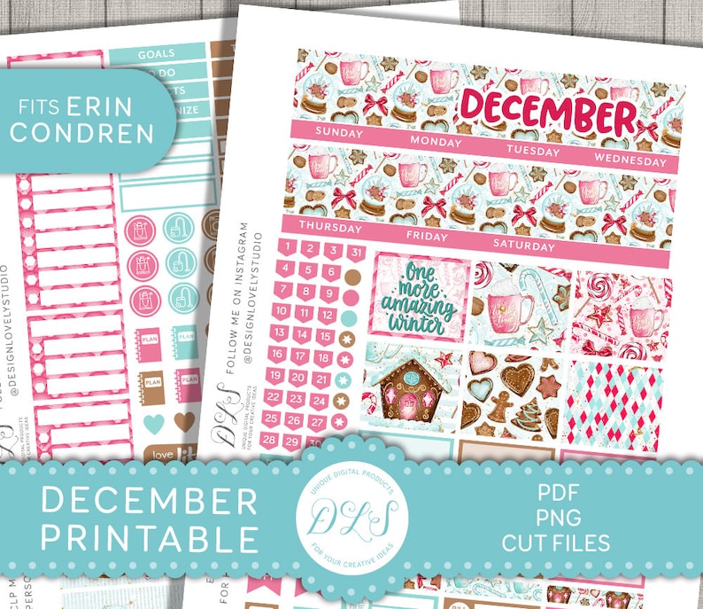 DECEMBER Planner Stickers Printable December Monthly Kit for | Etsy