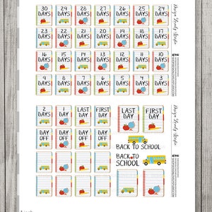Printable Back to School Countdown Stickers, Back to School Planner ...