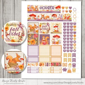 Printable OCTOBER Monthly Stickers Kit, Happy Planner October Kit, Fall ...