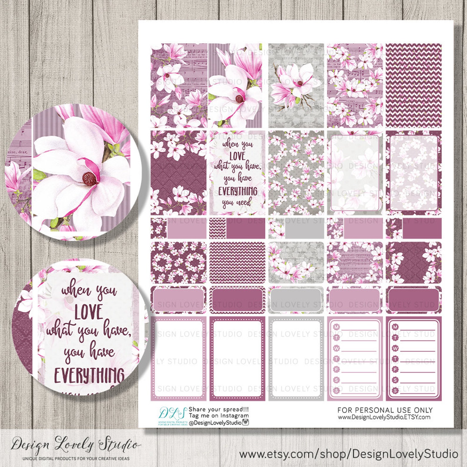 Happy Planner PRINTABLE Weekly Kit, Purple Floral Planner Stickers ...