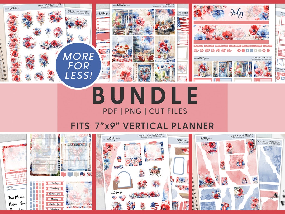 Printable Independence Day Planner Stickers Bundle, 4th of July ...