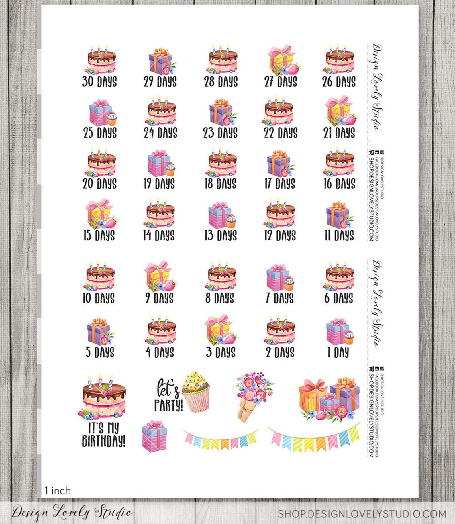 Printable BIRTHDAY COUNTDOWN Planner Stickers Birthday - Etsy