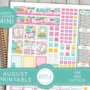 Back to School Planner Stickers, PRINTABLE August Monthly Kit, Mini ...