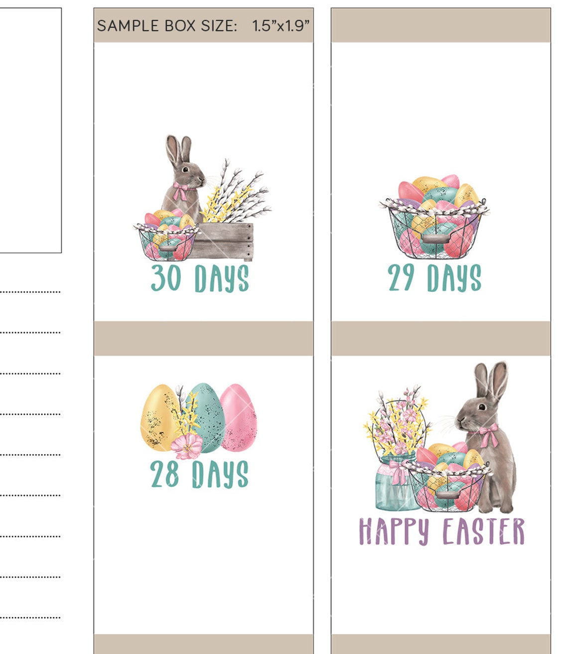 Printable EASTER Countdown Stickers Easter Planner Countdown - Etsy