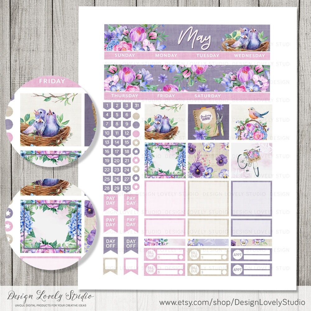 May Planner Stickers May Monthly Printable Stickers Erin - Etsy