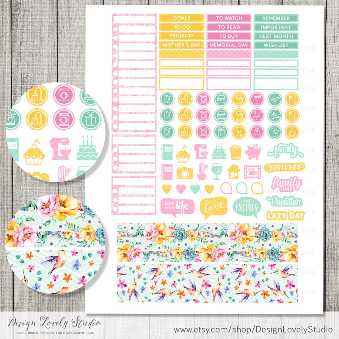 May Monthly Planner Kit, May Planner Stickers for Erin Condren, ECLP ...