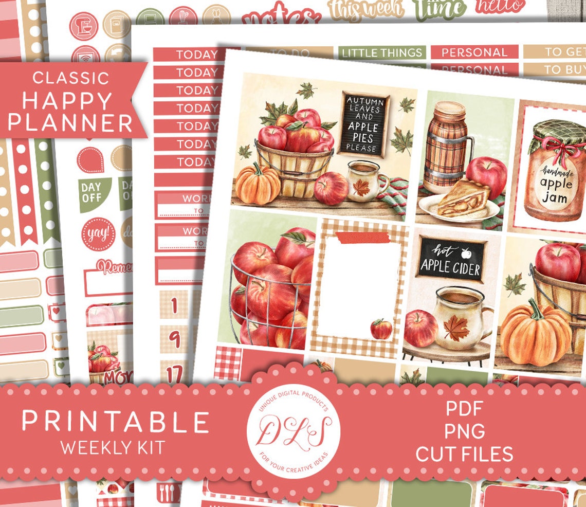 FALL Planner Stickers Printable Planner Stickers Happy - Etsy