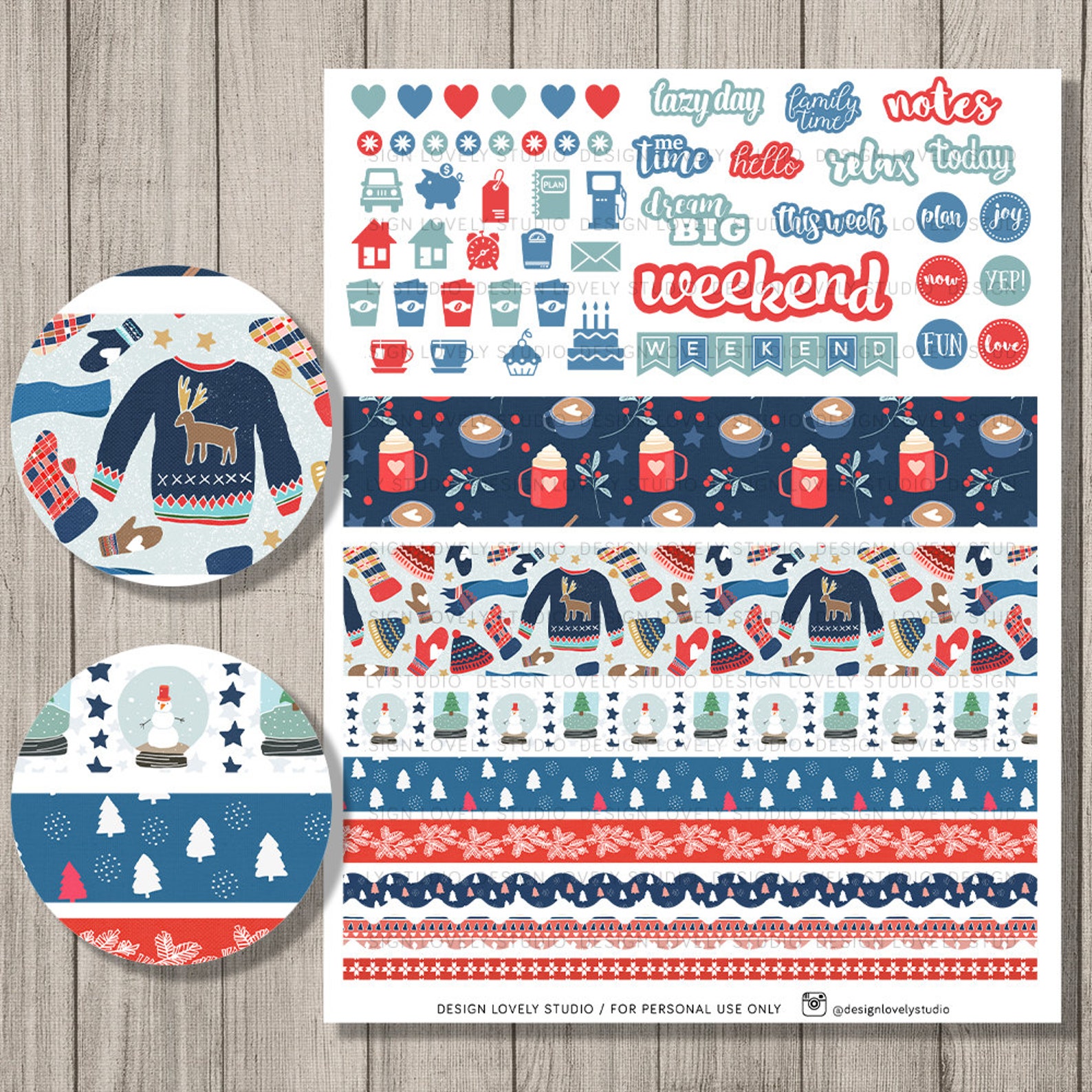 Winter Planner Stickers, January Stickers, Weekly Stickers Kit, Mambi ...