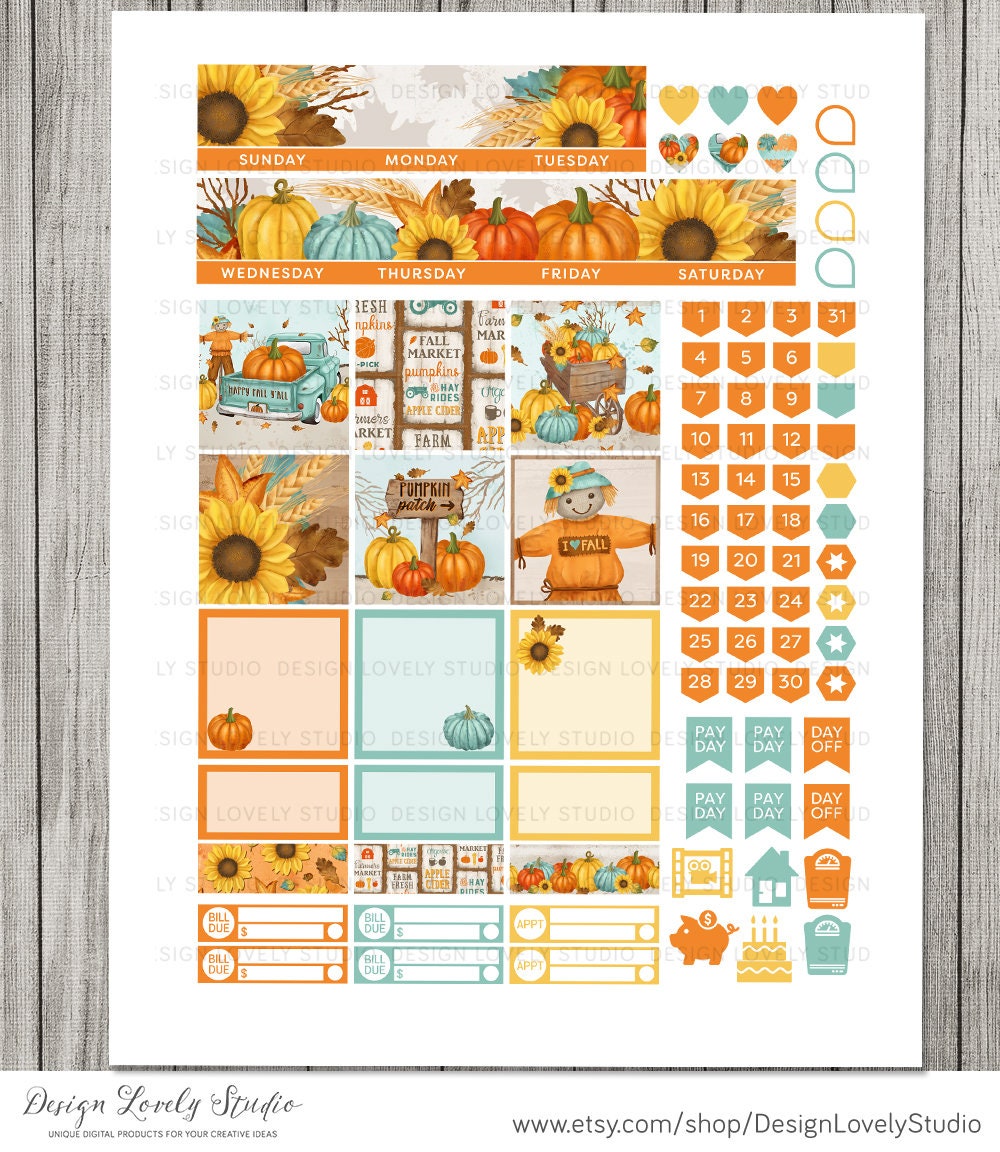 Happy Planner Fall Monthly Kit Novemper Monthly Stickers Kit | Etsy