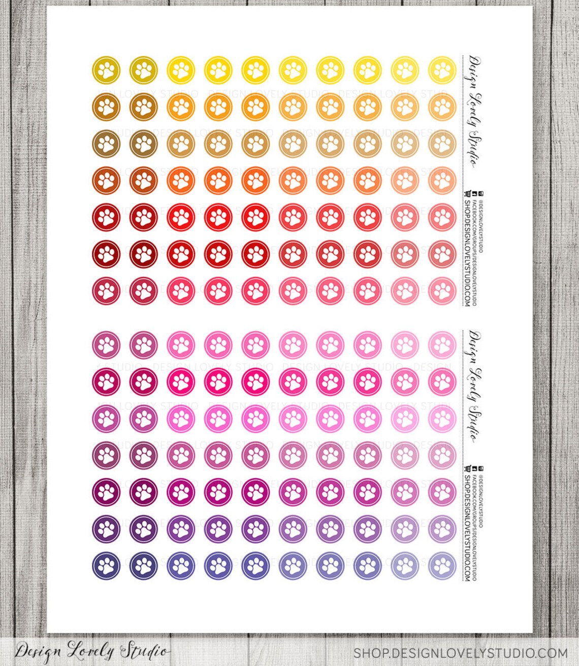 Paw Print Icon Stickers Pet Planner Stickers Dog Icon | Etsy