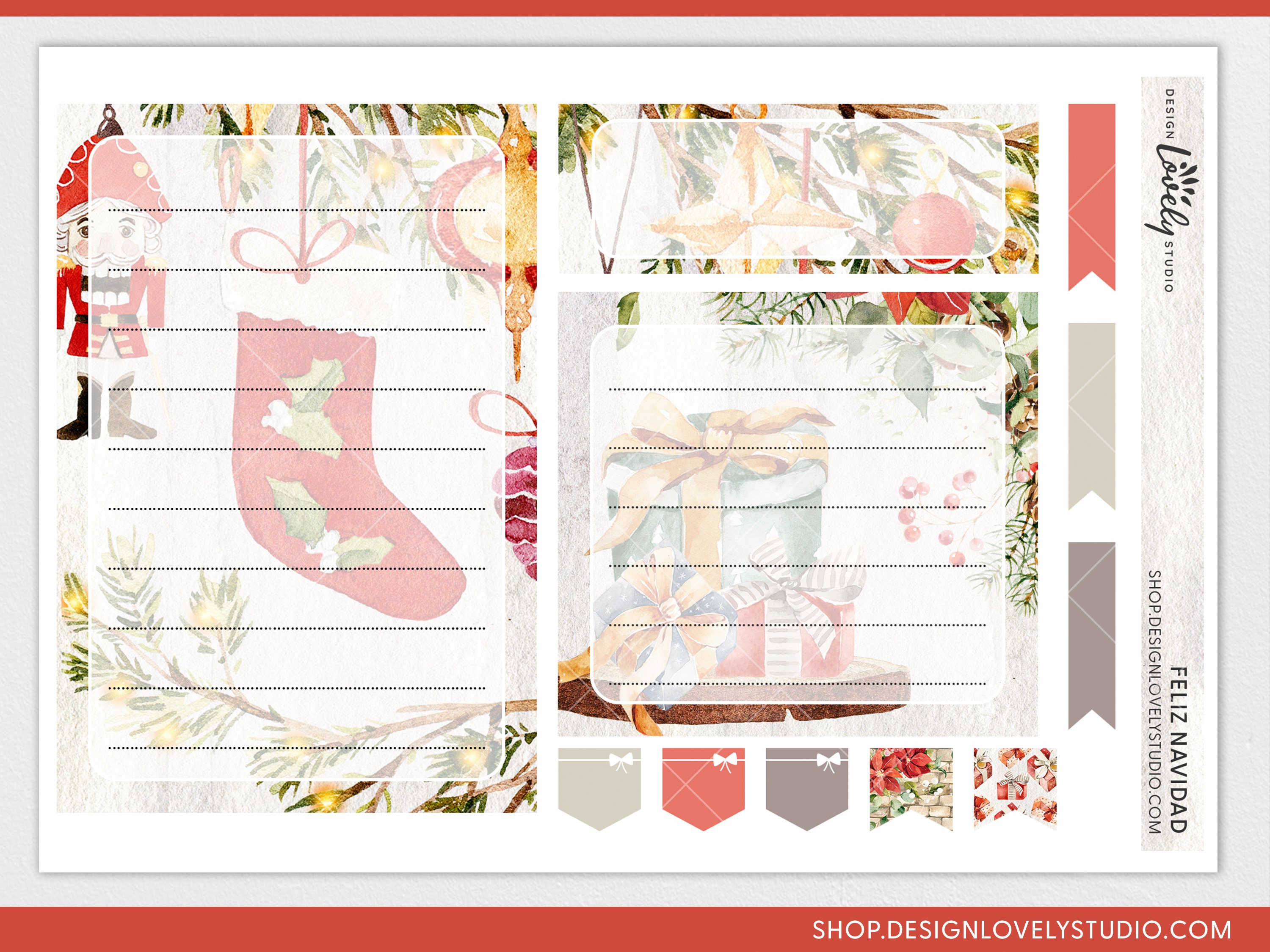 December Notes Page Kit Printable Planner Stickers Monthly - Etsy